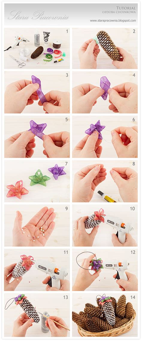 Stara Pracownia Tutorial DIY Kurs Jak zrobić prostą ozdobę na choinkę z szyszki