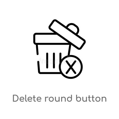 Outline Delete Round Button Vector Icon Isolated Black Simple Line Element Illustration From