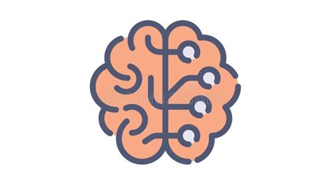 Thinking Brain Think Single Isolated Icon With Flat Dash Or Dashed
