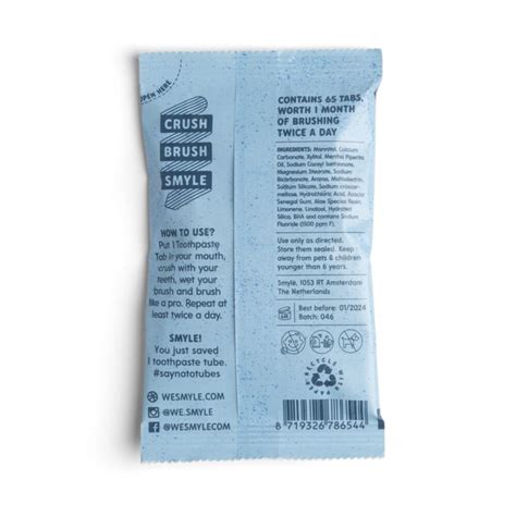 Smyle Tandpasta Tabs Navulling Met Fluoride 65 Stuks