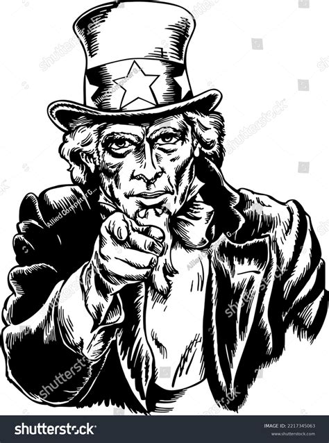 Uncle Sam Pointing Vector Illustration Stock Vector Royalty Free