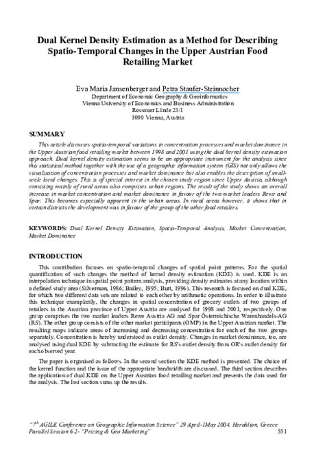 Pdf Dual Kernel Density Estimation As A Method For Describing Spatio