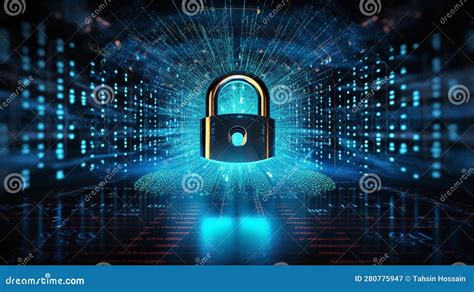 Concept Of Internet Safety And Personal Data Privacy As A Shielded Lock Protecting A Network