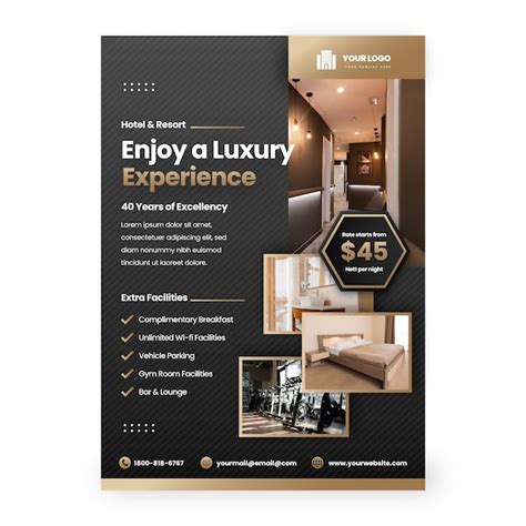 고급스러운 호텔 경험을 위한 그라데이션 수직 포스터 템플릿 무료 벡터