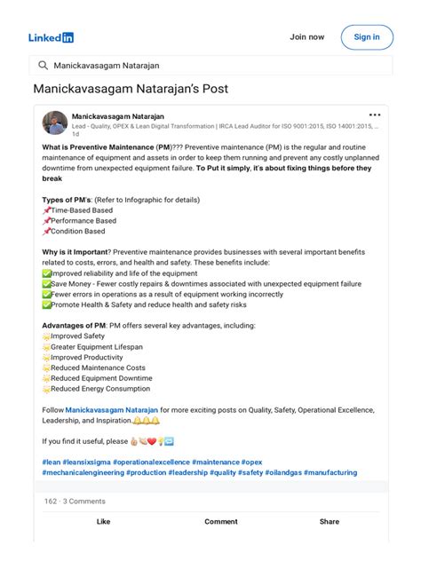 Manickavasagam Natarajan On Linkedin Lean Leans Pdf Safety Reliability Engineering