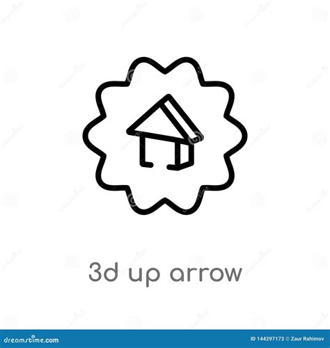 Outline 3d Up Arrow Vector Icon Isolated Black Simple Line Element Illustration From User