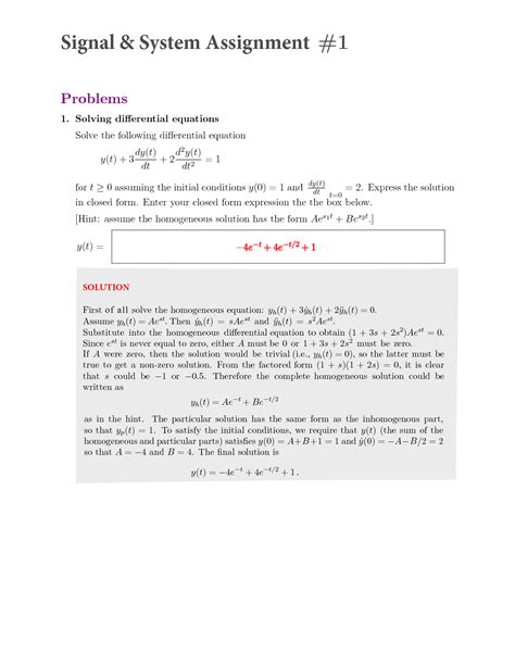Solution Signal And Systems Assignment With Solutions Studypool