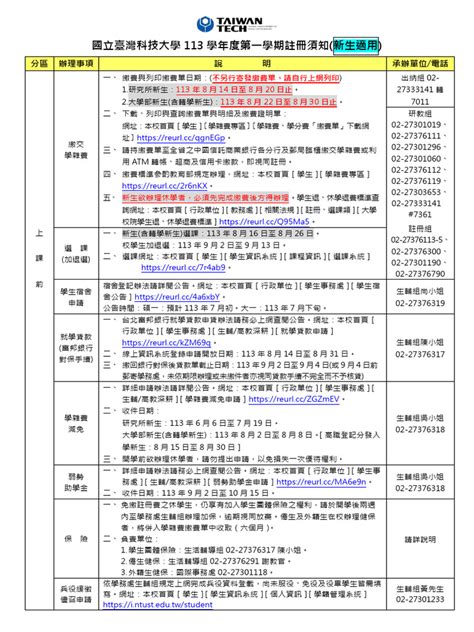 新生適用 113學年度第一學期註冊須知 Pdf
