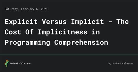 Explicit Versus Implicit The Cost Of Implicitness In Programming