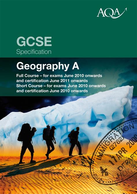 Gcse Geography Specification A Specification Specification Aqa