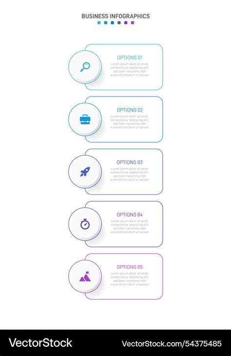 Vertical Progress Bar Featuring 5 Arrow Shaped Vector Image