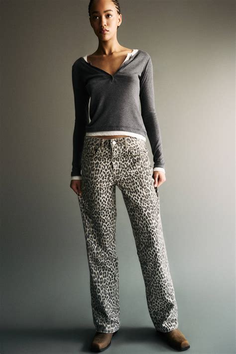Straight Fit Leopard Print Trousers Pullandbear