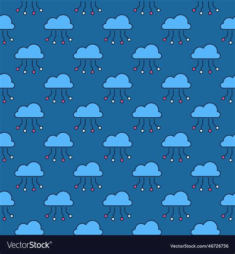 Cloud With Neural Network Data Colored Seamless Vector Image