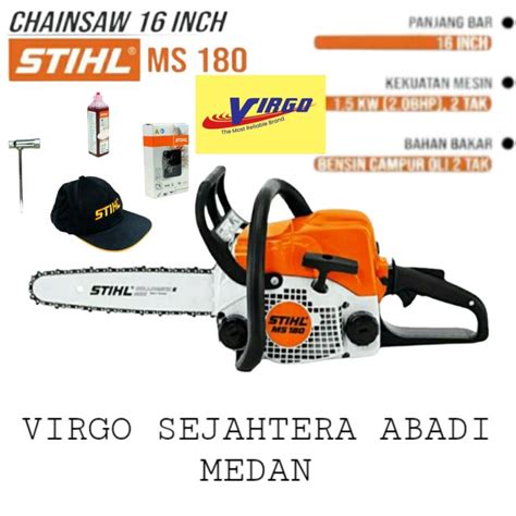 Stihl Ms180 Mesin Chainsaw 16 Gergaji Potong Kayu Senso Sinso 16 Inchi