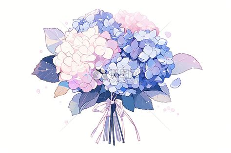 柔美的绣球花束插画图片下载 正版图片600731140 摄图网