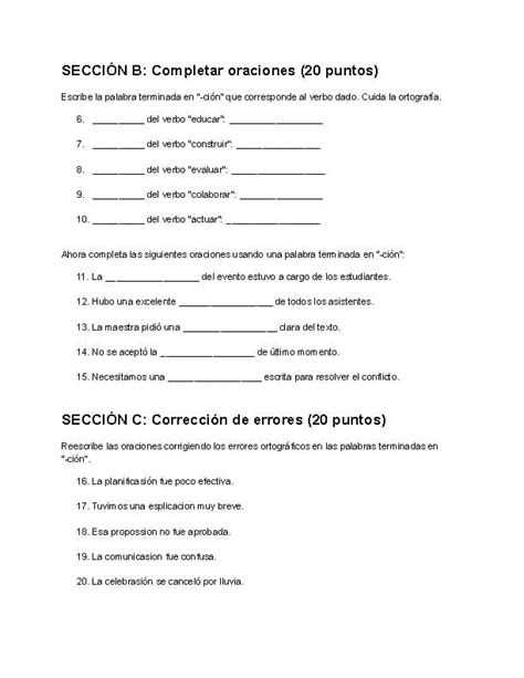 Examen Palabras Terminadas En “ Ción” Quiz On Ción Heritage Language