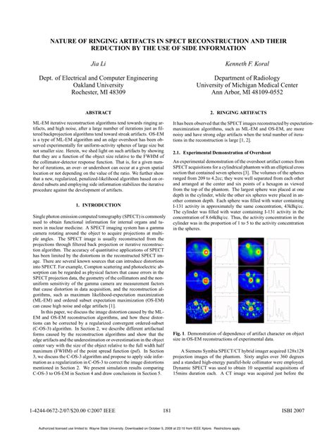 Pdf Nature Of Ringing Artifacts In Spect Reconstruction And Their