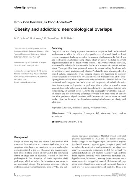 Pdf Overlapping Circuits In Human Obesity And Addiction