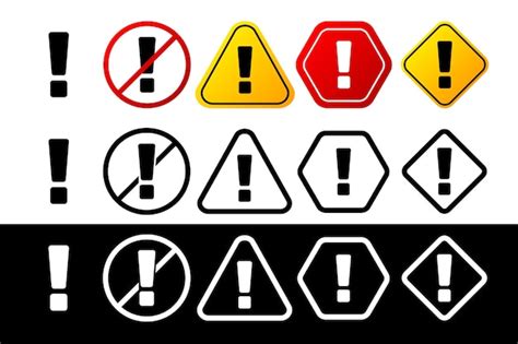 Coleção De Sinais De Alerta Em Diferentes Cores E Design Sinal De