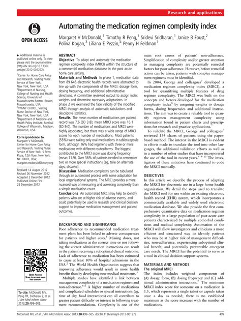 Pdf Automating The Medication Regimen Complexity Index