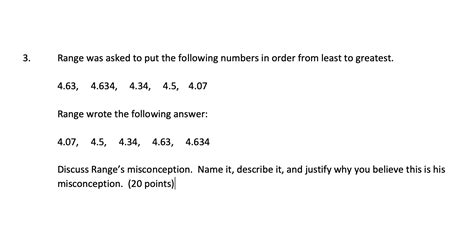 Solved Range Was Asked To Put The Following Numbers In Order Chegg