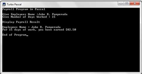 Free Programming Source Codes And Computer Programming Tutorials Payroll Program In Turbo Pascal