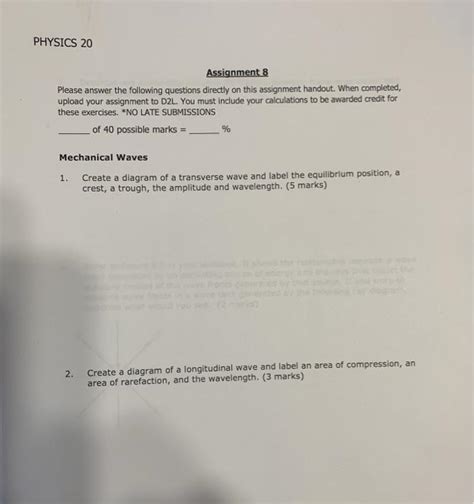 Solved Physics 20 Assignment 8 Please Answer The Following