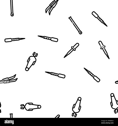 Chemistry Laboratory Flask Test Vector Seamless Pattern Thin Line