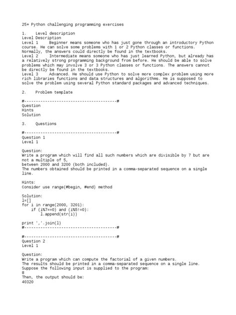 25 Python Challenging Programming Exercises Pdf Anonymous Function Parameter Computer
