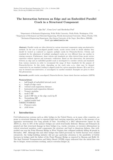 Pdf The Interaction Between An Edge And An Embedded Parallel Crack In