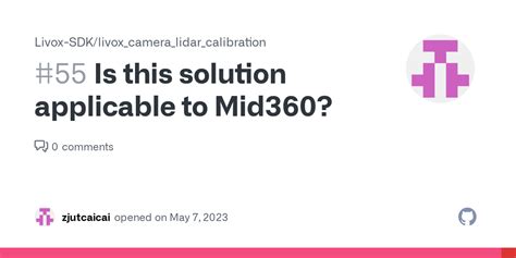 Is This Solution Applicable To Mid360 Issue 55 Livox SDK Livox