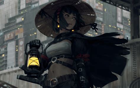 Fantasy Girl Science Fiction Warrior Lamp Zw Gu Guweiz Artwork
