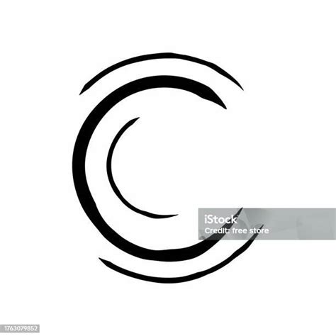 손으로 그린 C 편지 글꼴 스타일 장식 포스터 로고 솔질에 대한 스톡 벡터 아트 및 기타 이미지 솔질 알파벳 C 검은색 Istock