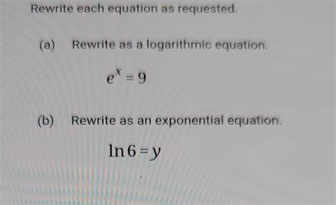 Solved Rewrite Each Equation As Requested A Rewrite As A