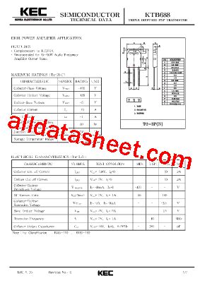 KTB688 Datasheet(PDF) - KEC(Korea Electronics)