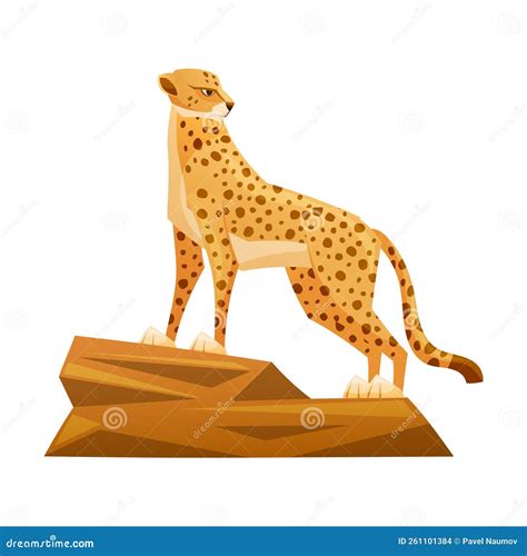 Cheetah African Large Cat With Long Tail And Black Spots On Coat