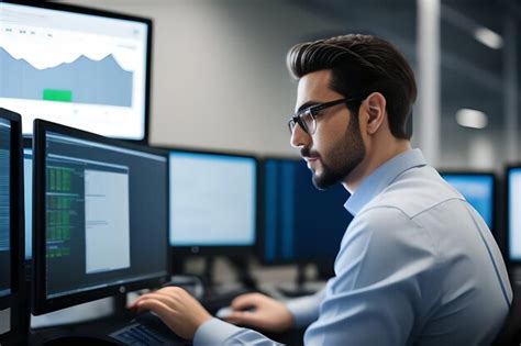 Jovem Programador Masculino Escrevendo Código De Programa Sentado No