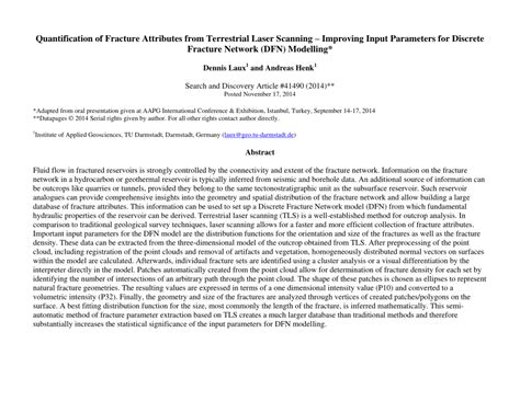 Pdf Quantification Of Fracture Attributes From Terrestrial Laser