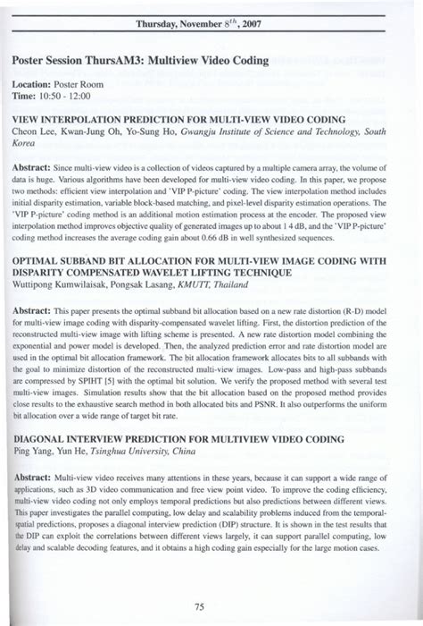 Pdf View Interpolation Prediction For Multi View Video Coding