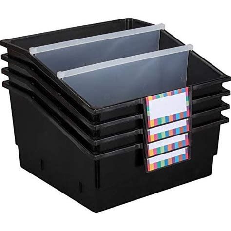 4 Pack Single Color Picture Book Classroom Library Bins With Dividers