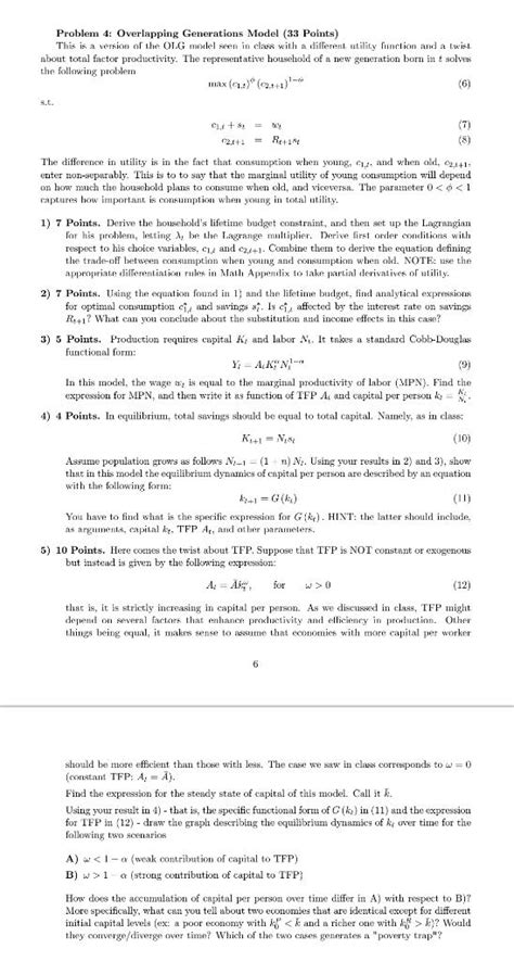 Problem 4 Overlapping Generations Model 33 Points