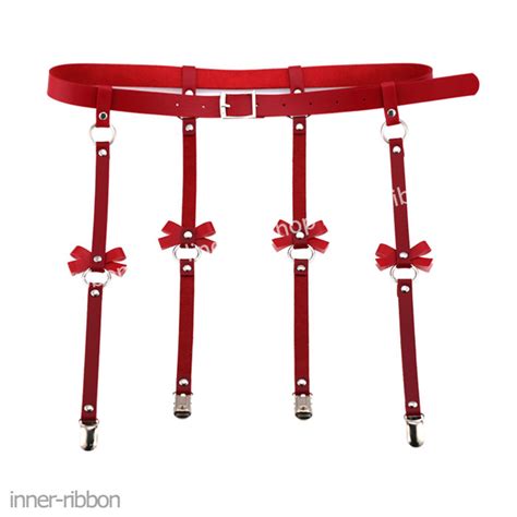 ガーターベルト ハードセクシー シルバーリング リボン 合成皮革 フェイクレザー