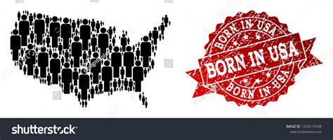 People Crowd Composition Black Population Map Vetor Stock Livre De