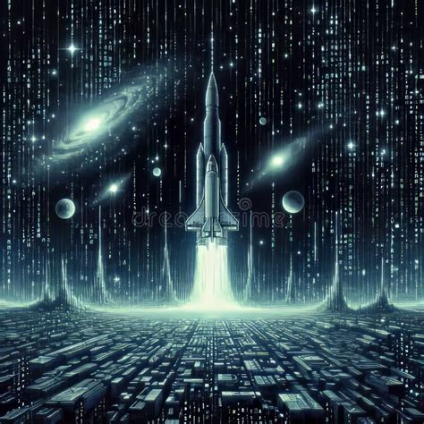 Stellar Grid A Matrix Code Depiction Of The Launch Wit Stock Image