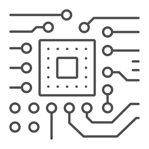 Central Processing Unit Thin Line Icon Robotization Concept Cpu Sign