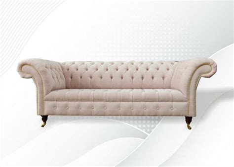 Jvmoebel Chesterfield Sofa Chesterfield Hellrosa Couch Luxus Dreisitzer