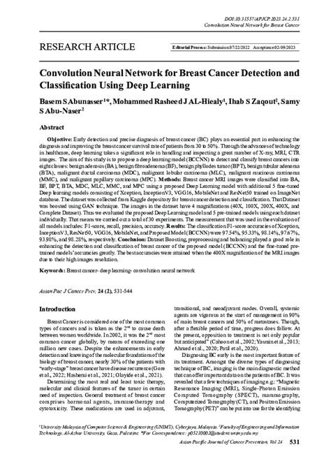 Pdf Convolution Neural Network For Breast Cancer Detection And