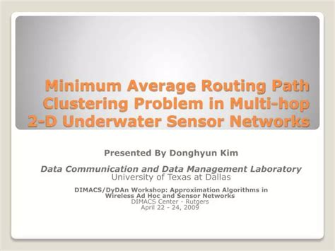 PPT Minimum Average Routing Path Clustering Problem In Multi Hop 2 D