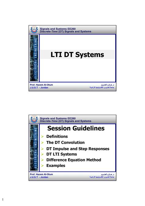 Std Session Lti Dt With Dtft Signal And Systems Ee Prof Hazem Al Otum J U S Jordan