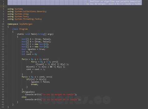 tutorias co arrays visualstudio cdemostrar la ley de morgan Programación en c